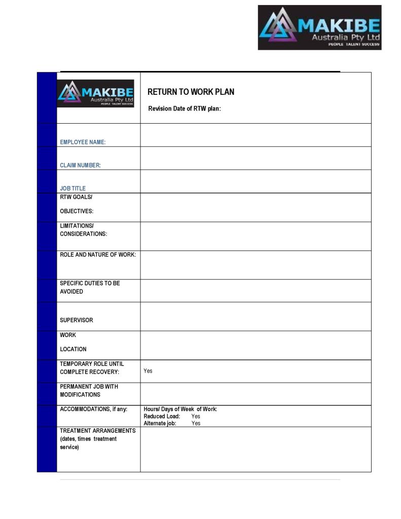 Makibe Australia | Return To Work Program
